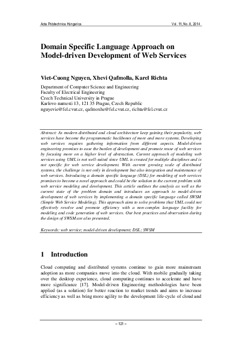 Pdf Domain Specific Language Approach On Model Driven Development Of Web Services
