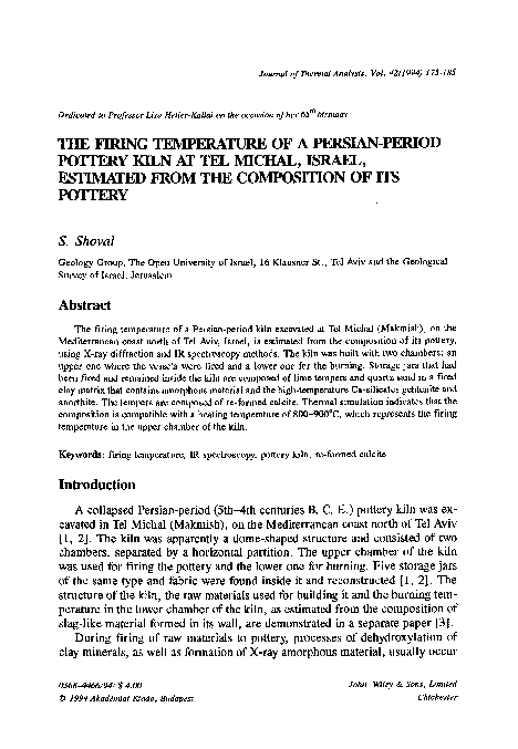 (PDF) The firing temperature of a Persian-period pottery kiln at Tel ...