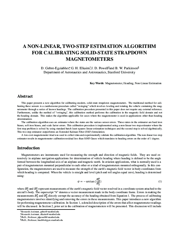 (PDF) A Non-linear , Two-step Estimation Algorithm for Calibrating ...