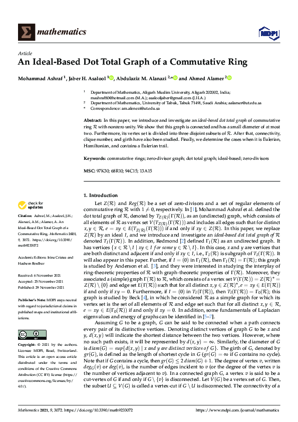 (PDF) An Ideal-Based Dot Total Graph of a Commutative Ring