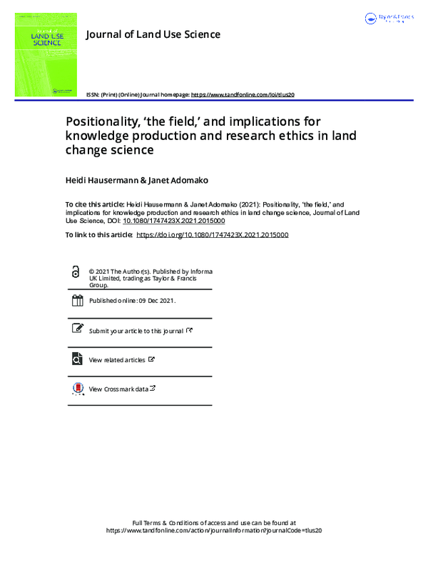 (PDF) Positionality, 'the field,' and implications for knowledge ...