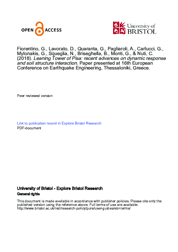 (PDF) Leaning Tower of Pisa: Recent Studies on Dynamic Response and ...