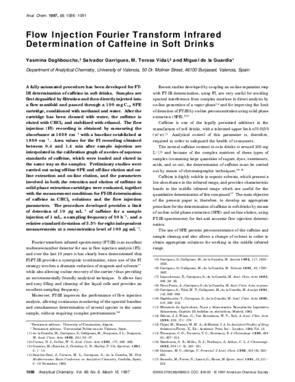 Pdf Flow Injection Fourier Transform Infrared Determination Of Caffeine In Soft Drinks