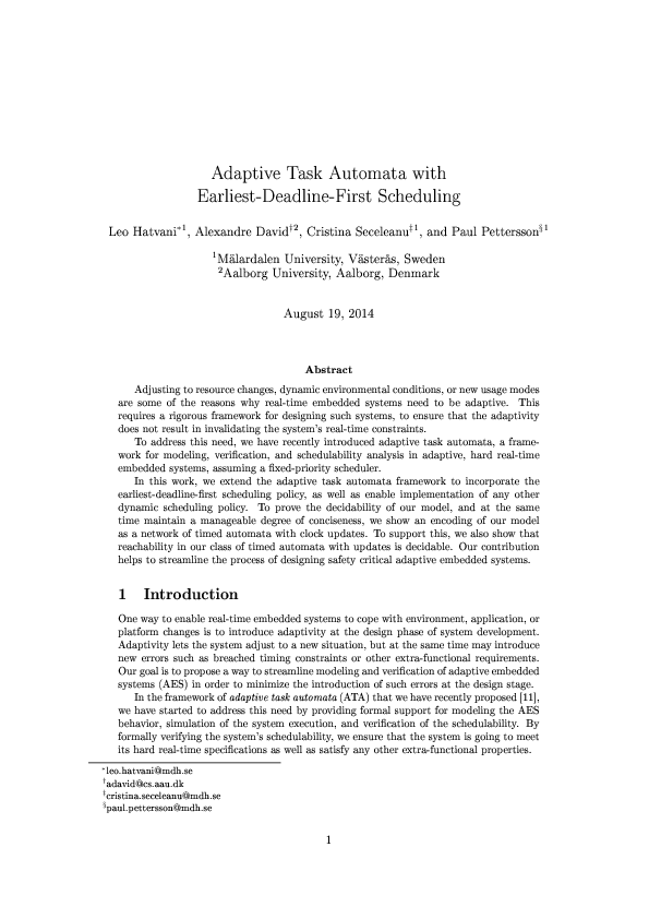 Pdf Adaptive Task Automata With Earliest Deadline First Scheduling