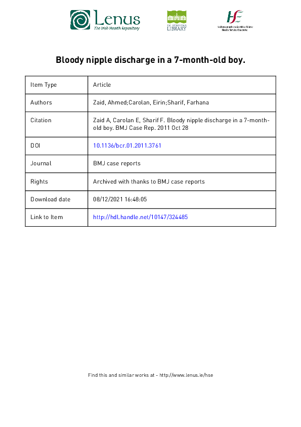 (PDF) Bloody nipple discharge in a 7-month-old boy
