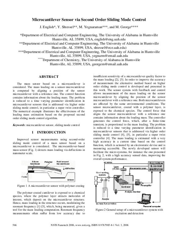 (PDF) Microcantilever Sensor via Second Order Sliding Mode Control