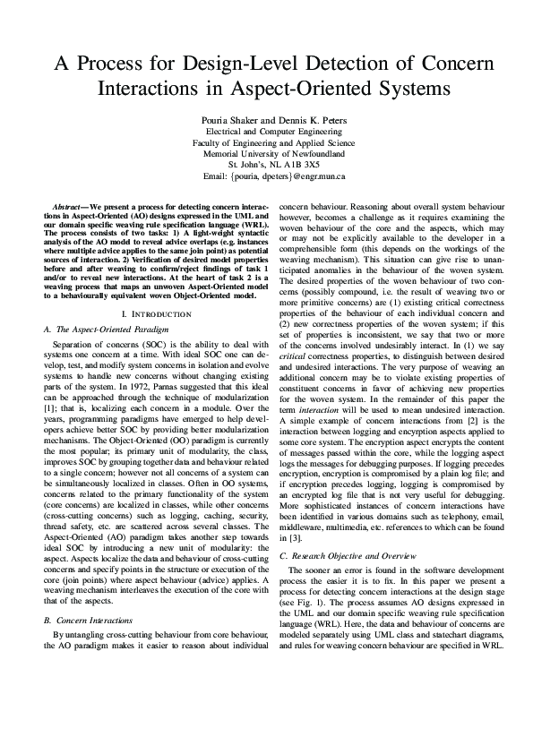 (PDF) A Process for Design-Level Detection of Concern Interactions in ...