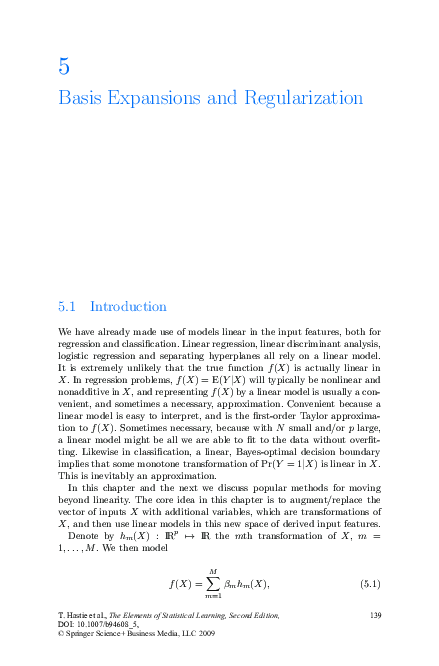 (PDF) Basis expansions and regularization