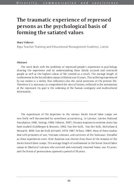 (PDF) The traumatic experience of repressed persons as the ...