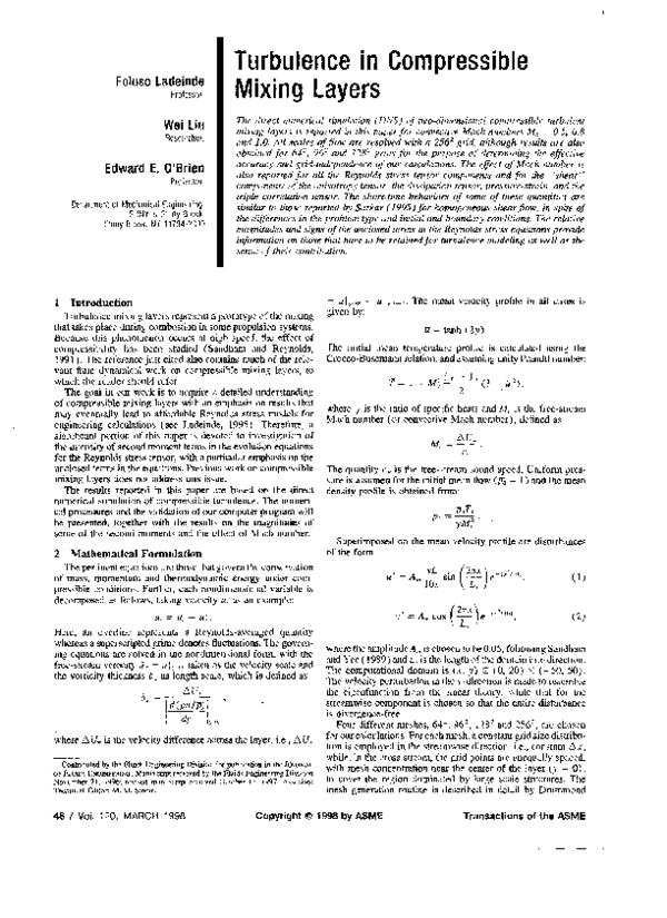 (PDF) Turbulence in Compressible Mixing Layers