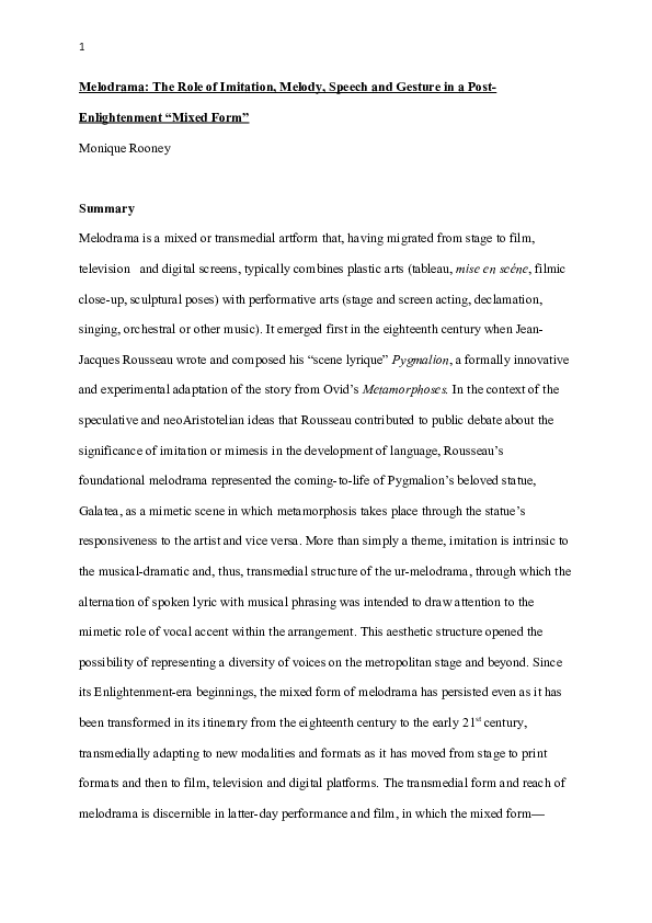 (DOC) Melodrama: The Role of Imitation, Melody, Speech and Gesture in a ...