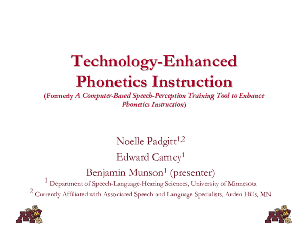 (PDF) Technology-Enhanced Phonetics Instruction
