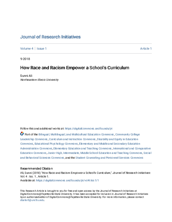 (PDF) How Race and Racism Empower a School's Curriculum