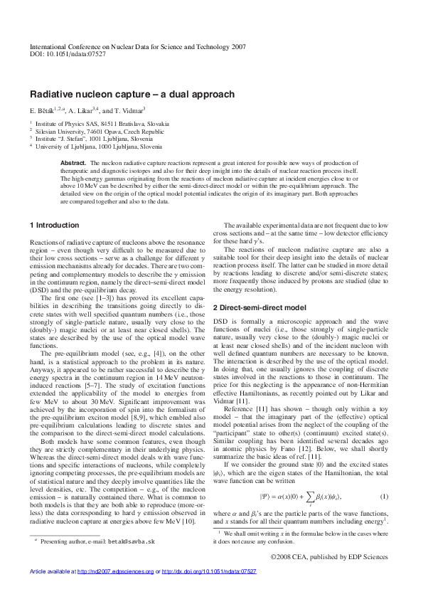 (PDF) Radiative nucleon capture - a dual approach