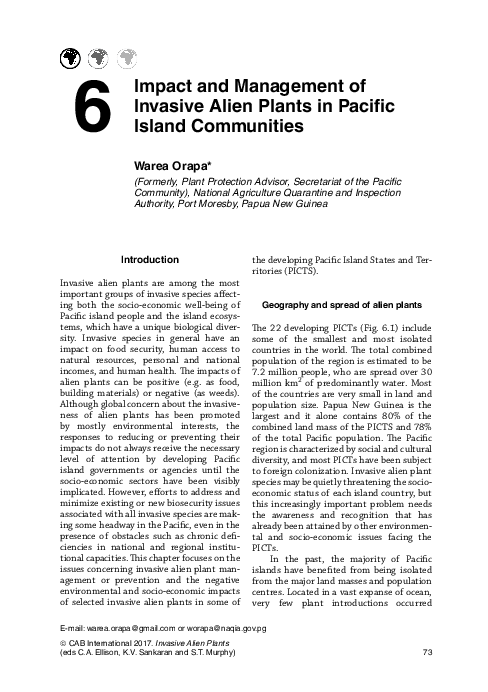 (PDF) Impact and management of invasive alien plants in Pacific Island ...
