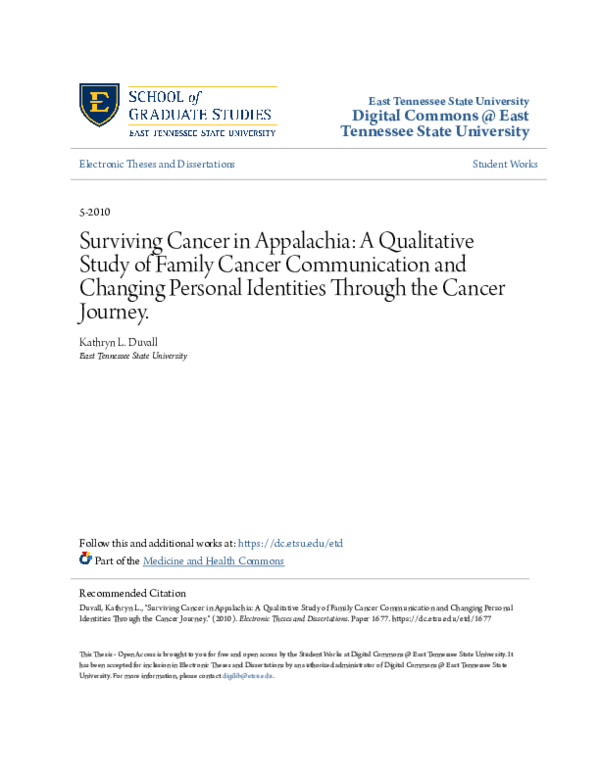 (PDF) Surviving Cancer in Appalachia: A Qualitative Study of Family ...