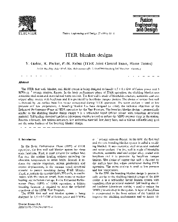 (PDF) ITER blanket designs