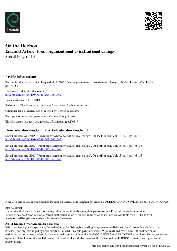 (PDF) On the Horizon Emerald Article : From organizational to ...