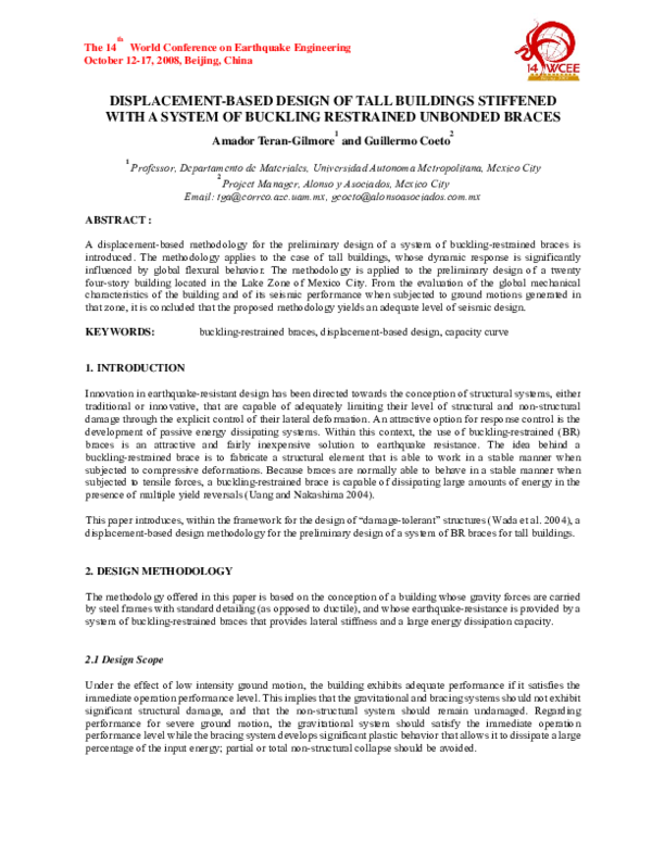 (PDF) Displacement-Based Design of Tall Buildings Stiffened with a System of Buckling Restrained ...
