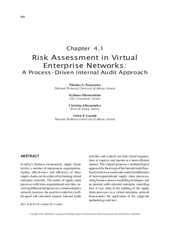 (PDF) Risk Assessment in Virtual Enterprise Networks: A Process-Driven ...