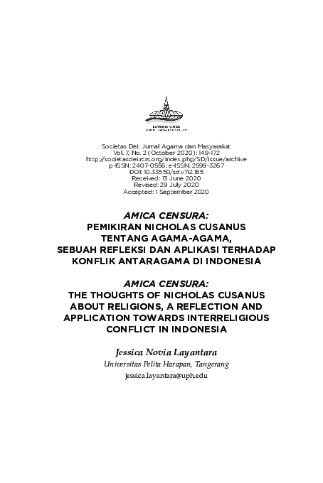 (PDF) Amica Censura: Pemikiran Nicholas Cusanus Tentang Agama-Agama ...