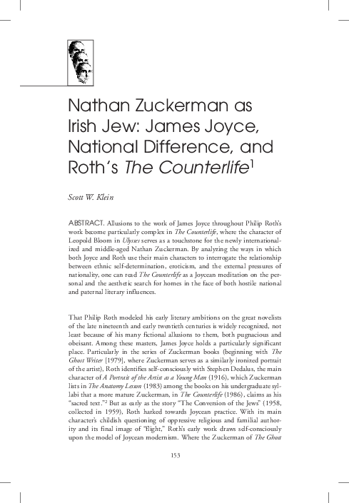(PDF) Nathan Zuckerman as Irish Jew: James Joyce, National Difference ...