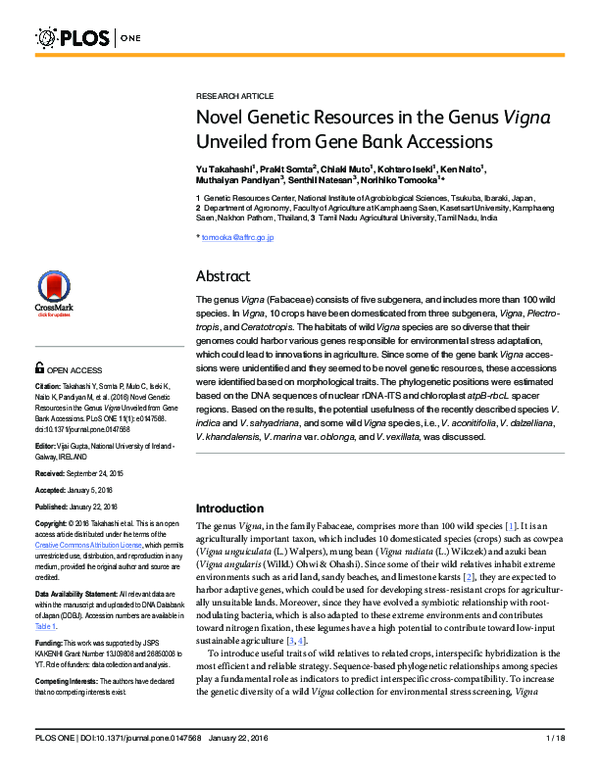 (PDF) Novel Genetic Resources in the Genus Vigna Unveiled from Gene ...