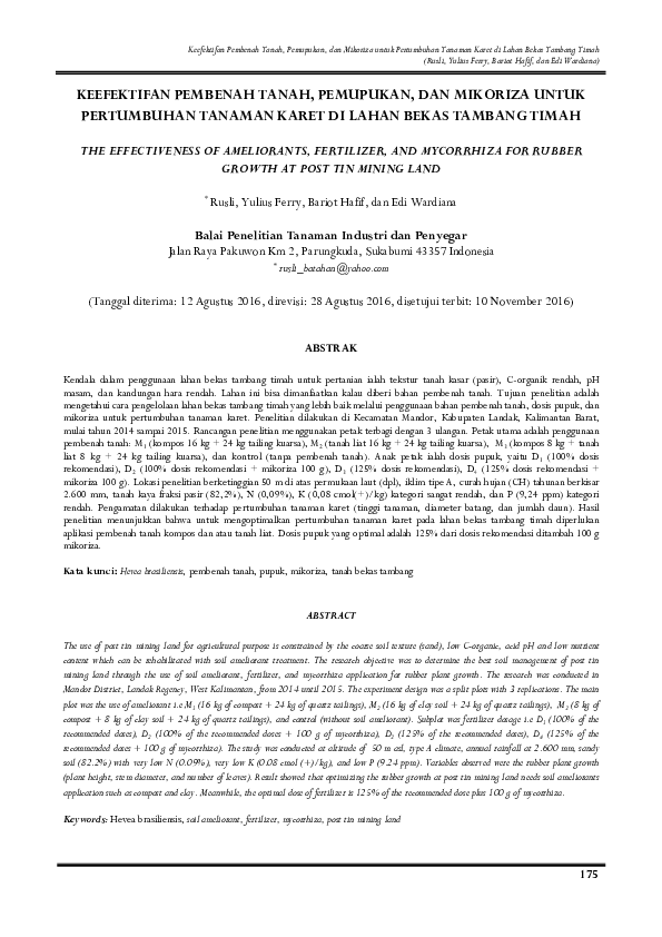 (PDF) The Effectiveness of Ameliorants, Fertilizer, and Mycorrhiza for ...