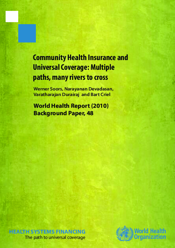 (PDF) Community Health Insurance and Universal Coverage: Multiple paths ...