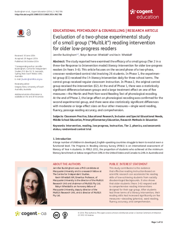(PDF) Evaluation of a two-phase experimental study of a small group ...