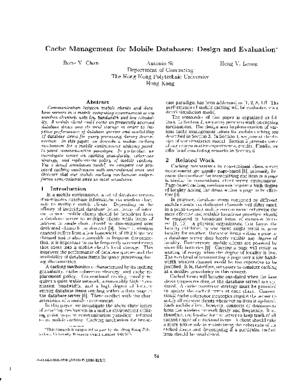 Cache management for mobile databases: Design and evaluation