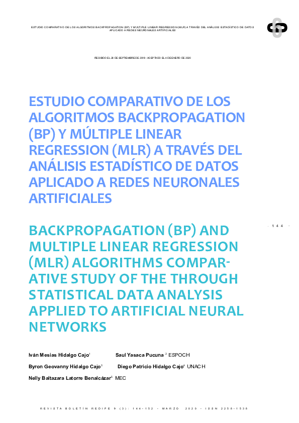 (PDF) Estudio comparativo de los algoritmos backpropagation (bp) y ...