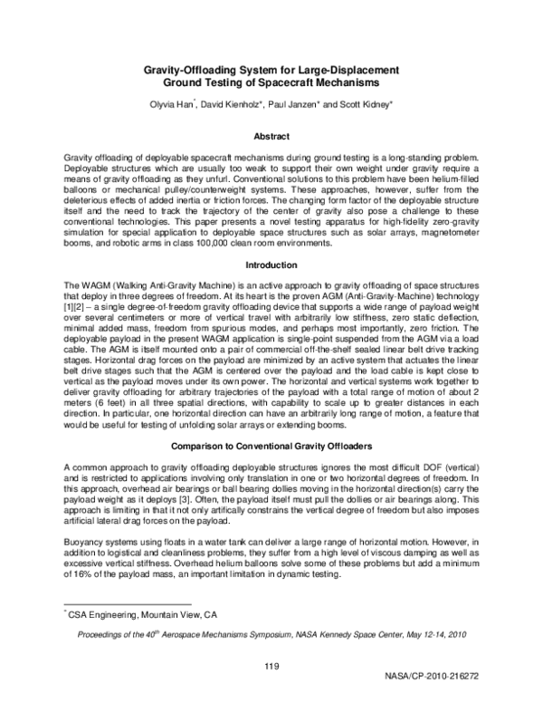 (PDF) Gravity-Off-loading System for Large-Displacement Ground Testing ...