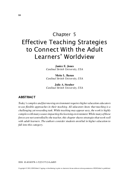 (PDF) Effective Teaching Strategies to Connect With the Adult Learners ...