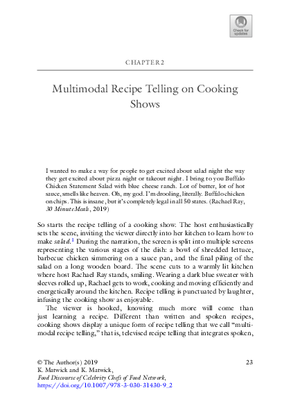 (PDF) Multimodal Recipe Telling on Cooking Shows