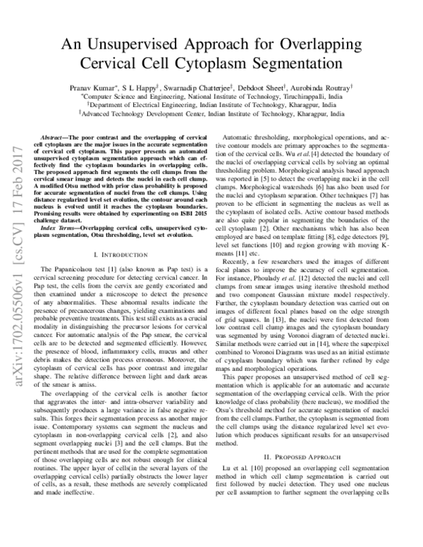 An unsupervised approach for overlapping cervical cell cytoplasm segmentation