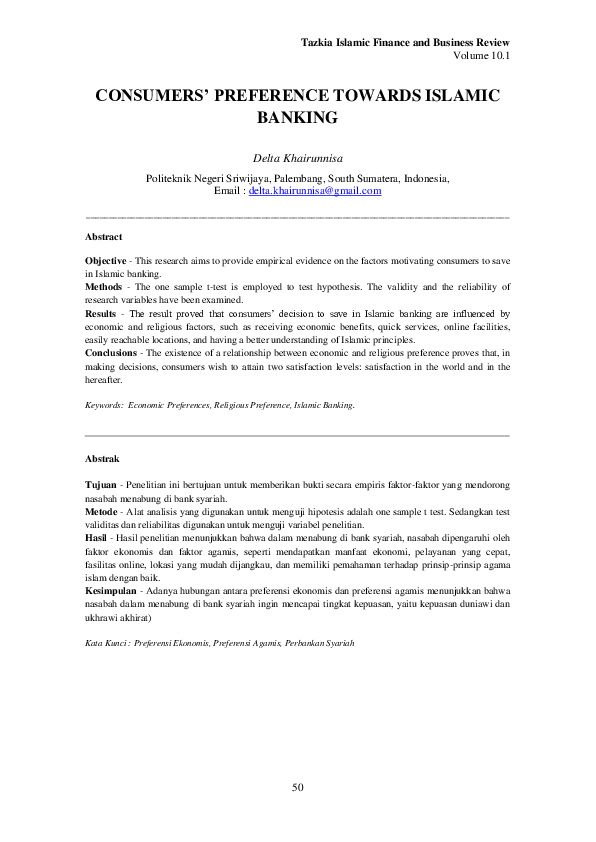 (PDF) Consumers’ Preference Towards Islamic Banking