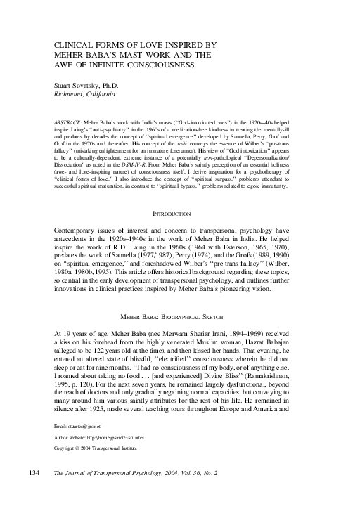 (PDF) Clinical Forms of Love Inspired by Meher Baba's Mast Work and the ...