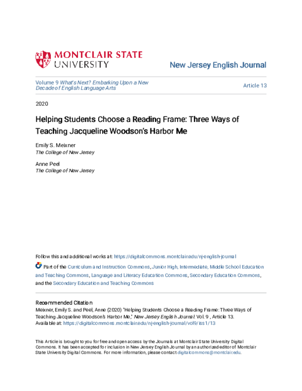 (PDF) Helping Students Choose a Reading Frame: Three Ways of Teaching ...