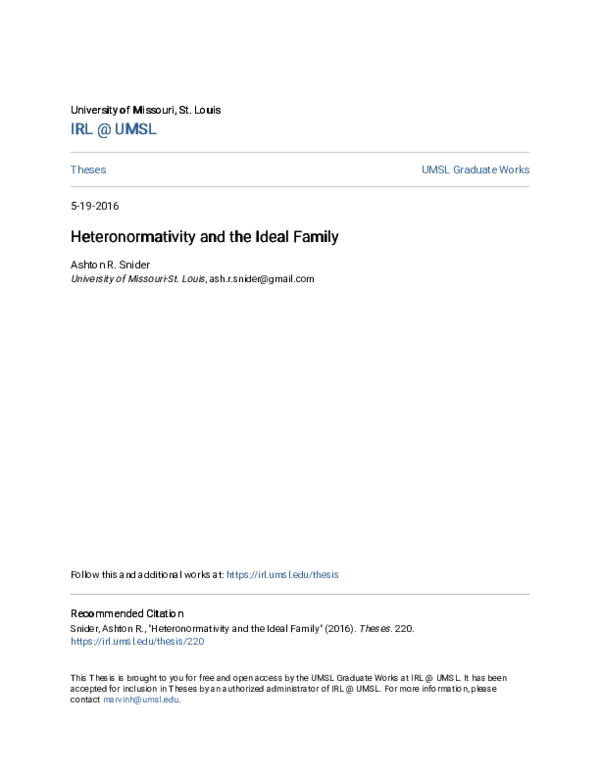 (PDF) Heteronormativity and the Ideal Family