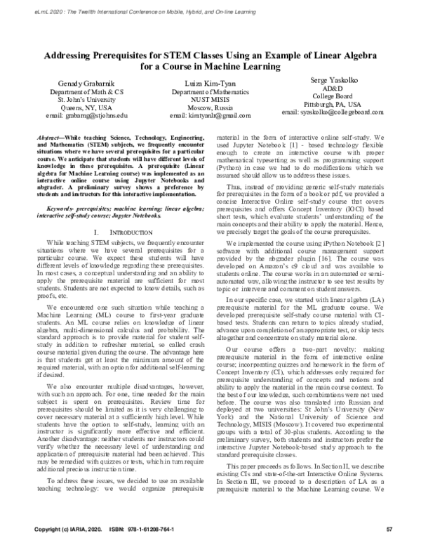 (PDF) Addressing Prerequisites for STEM Classes Using an Example of ...
