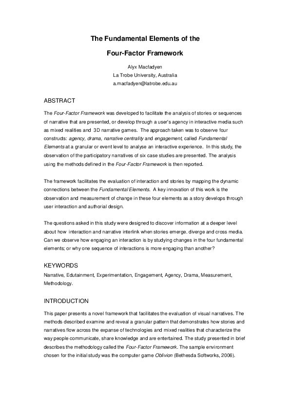 (PDF) The Fundamental elements of the four-factor framework
