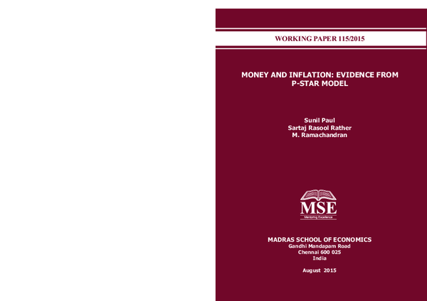 (PDF) Money and Inflation: Evidence from P-Star Model