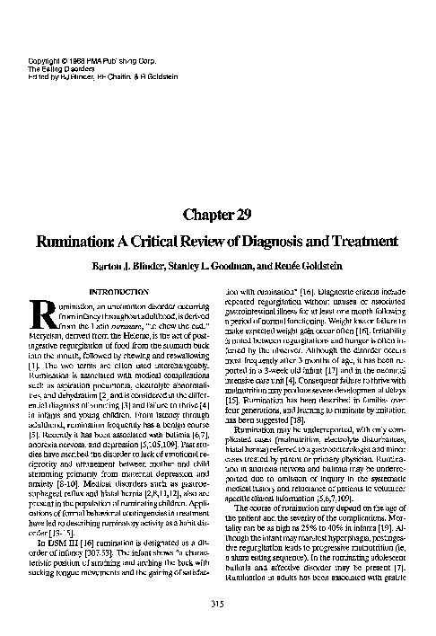 (PDF) Rumination : A Critical Review of Diagnosis and Treatment