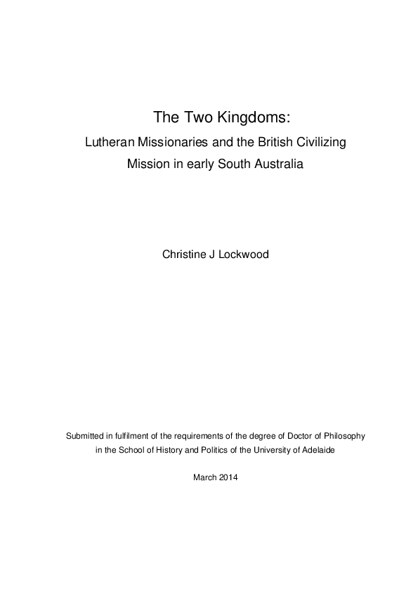 (PDF) The two kingdoms: Lutheran missionaries and the British ...