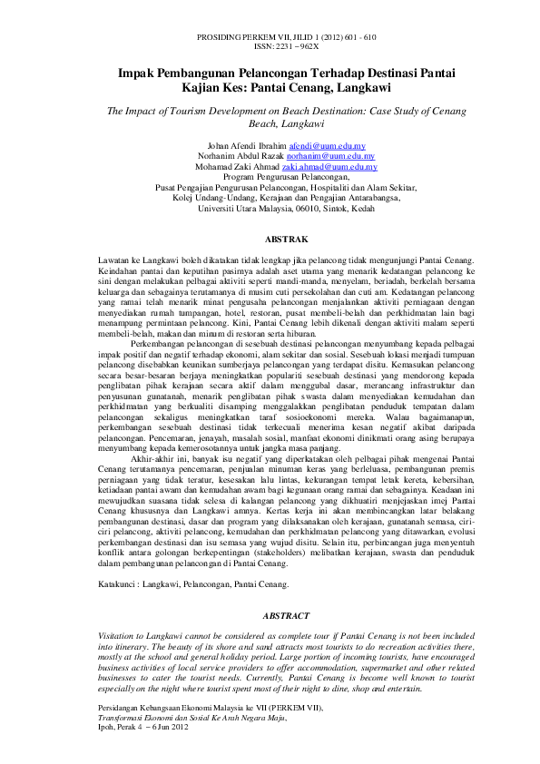 (PDF) The impact of tourism development on beach destination: Case ...