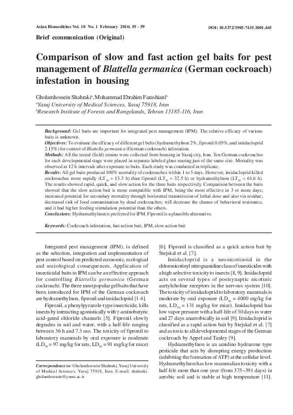 (PDF) Comparison of slow and fast action gel baits for pest management ...