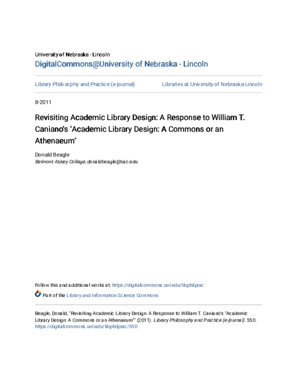 (PDF) Rethinking Library Design: Commons vs. Athenaeum