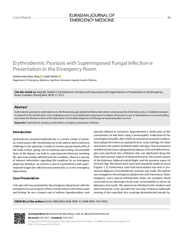 Erythrodermic Psoriasis with Superimposed Fungal Infection-a ...