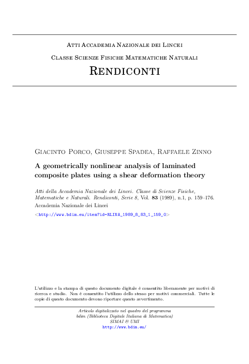 Pdf A Geometrically Nonlinear Analysis Of Laminated Composite Plates Using A Shear Deformation